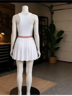 Avia | Dresses | Avia White Pleated Tennis Dress With Red Striped ...